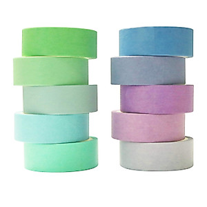 VIVIQUEN Washi Tape Set, 20 Rolls Colored Masking Tape, 15mm Rainbow Pastel Writable Colorful Washi Tapes for Painting, DIY Scrapbook Designs