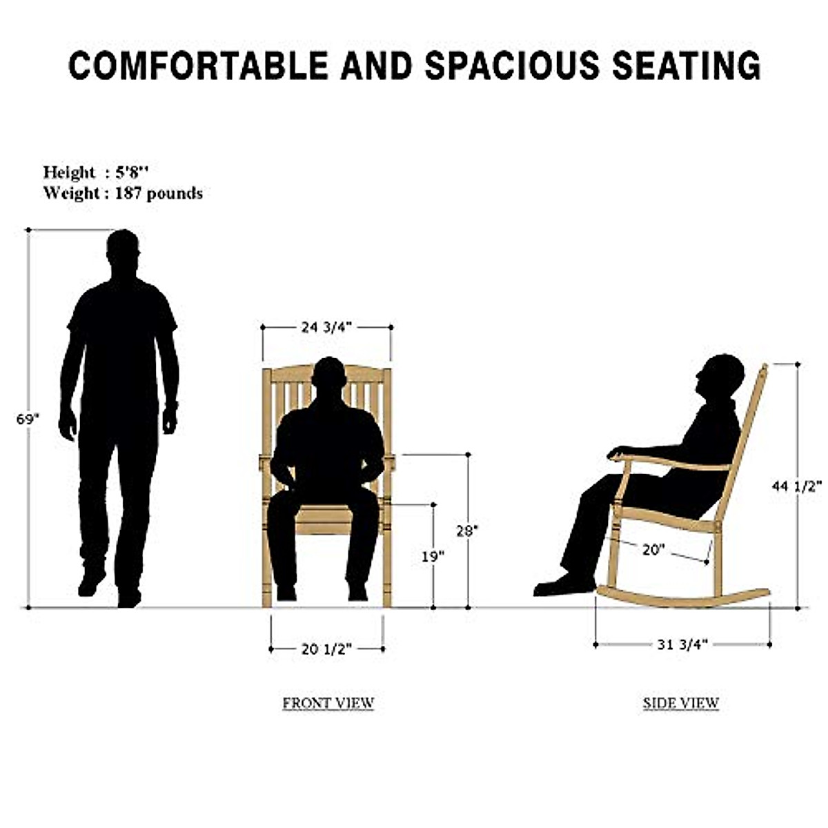 Cambridge Casual Wooden Arie Patio Porch Rocking Chair for Outdoor, Single Item/Natural Teak