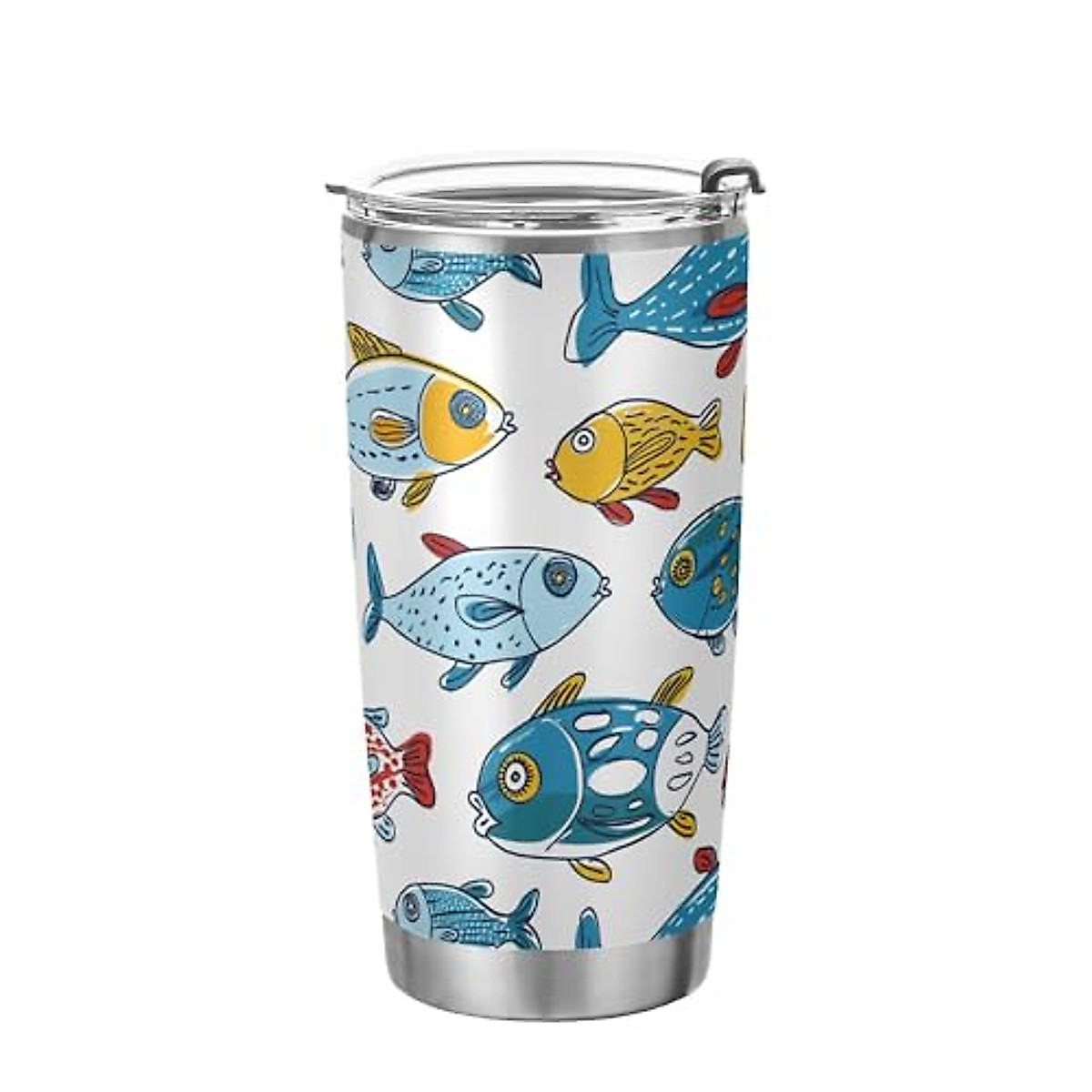 HXshaoye Hand-painted moldfish Stainless Steel car cup with Straw Lid insulated coffee mug with lid for outdoor portable cup 20 oz vaso térmico para cafe 20oz