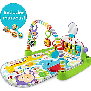 Fisher-Price Portable Bassinet and Travel Play Area with Baby Toys, On-The-Go Baby Dome, Windmill Fisher-Price Baby Gym with Kick & Play Piano Learning Toy Featuring and 2 Soft Maracas Rattle Toys