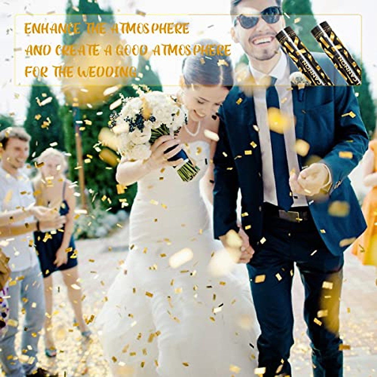 Gold Confetti Cannon Party Poppers,15 Inch+Longer Confetti Poppers(5 Packs)Confetti Shooters for Birthday Wedding Celebration Photo Shoot New Year's Eve confetti Gun