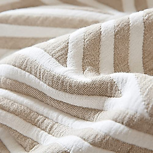 EMME Cotton Queen Blanket for Bed - Queen Quilt 6 Layer Soft Thicken 400GSM Triangle 90"x 90", Cotton Comforter for Dorm Bed All Seasons (Light Tan,Queen)