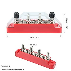 X AUTOHAUX 1 Pair 7 Terminal Bus Bar Power 3 Screw Terminals Power Distribution Block with 4 Screws Red and Black for Car Boat Marine Caravan RV