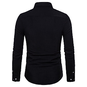 Maiyifu-GJ Men's Corduroy Shirt Casual Long Sleeve Button Down Shirts Lightweight Fall Slim Fit Warm Shirt with Pocket (Black,X-Large)