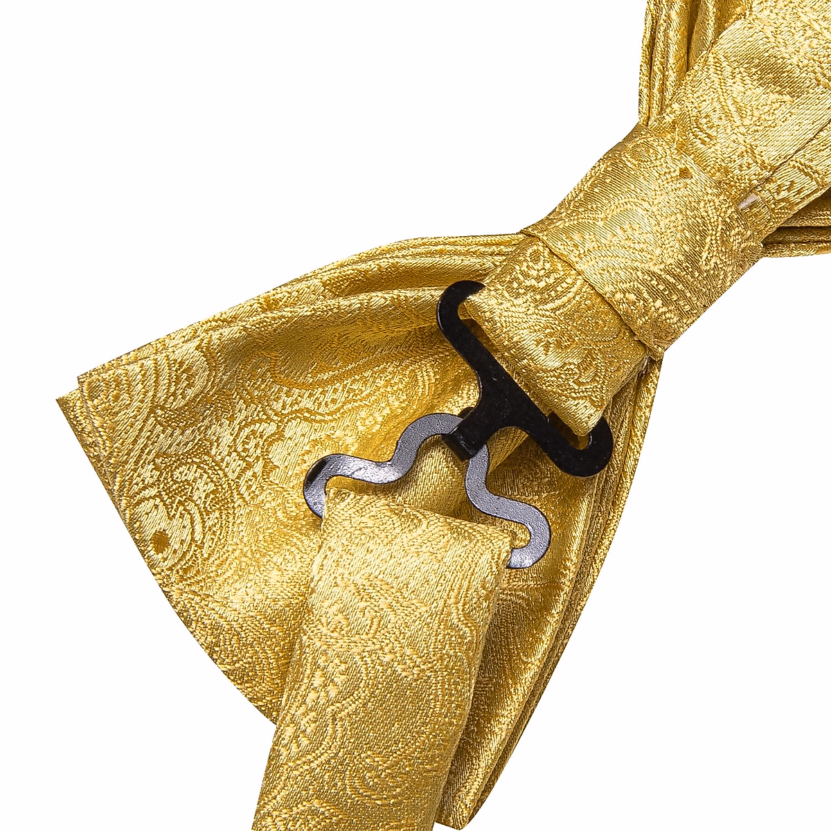 Dubulle Mens Pre-tied Bowtie and Pocket Square Set Paisley/Striped/Checks Bowties for Men,A Gold