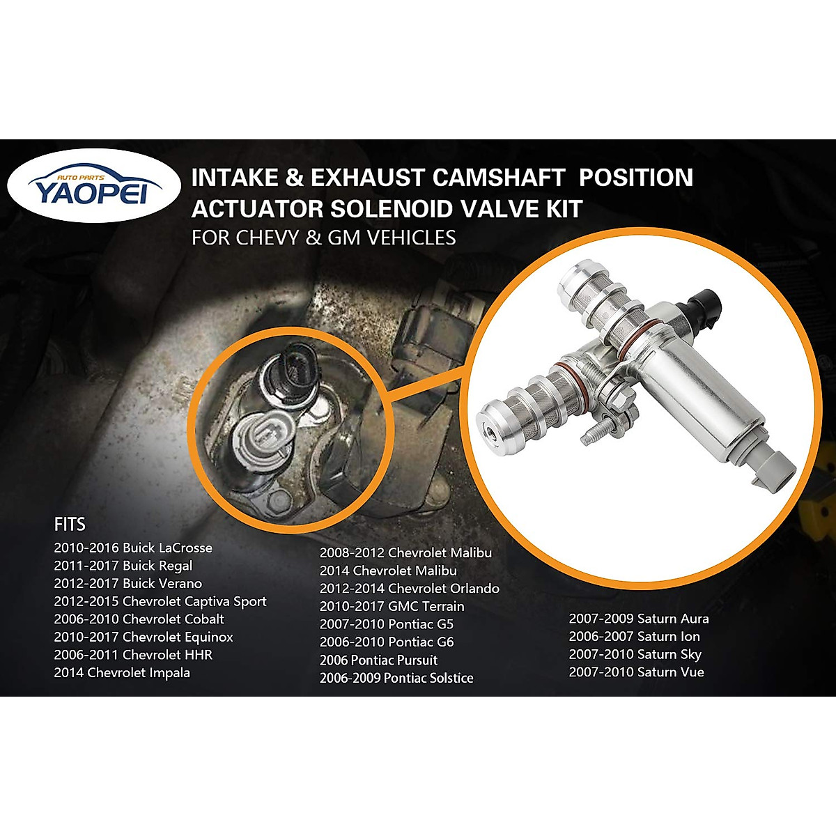 Intake & Exhaust Camshaft Position Actuator Sensor Solenoid Control Valve Kits for Chevrolet Equinox Malibu Cobalt HHR GMC Terrain Buick Pontiac 2.0L 2.2L 2.4L Replace 12655421 12655420