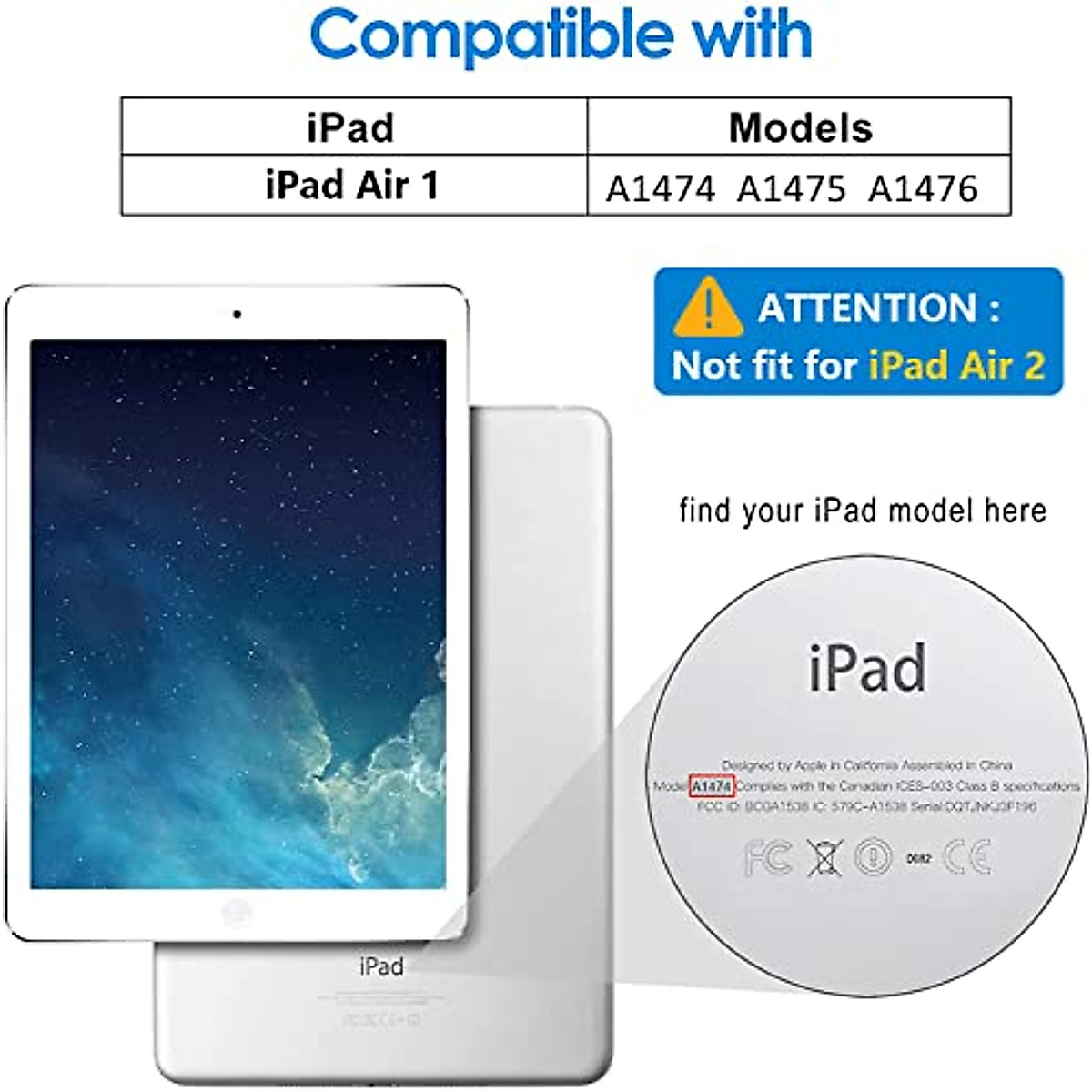 TOPSKY Case Compatible with iPad Air 1st Generation/A1474/A1475/A1476 9.7 inch, Shockproof Built in Kickstand Protective Cover Cases for iPad A1474/A1475/A1476,Grey Black