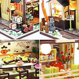 Spilay DIY Dollhouse Miniature with Wooden Furniture,Handmade Japanese Style Home Craft Model Mini Kit with Dust Cover & Music Box,1:24 3D Creative Doll House Toy for Adult Teenager Gift