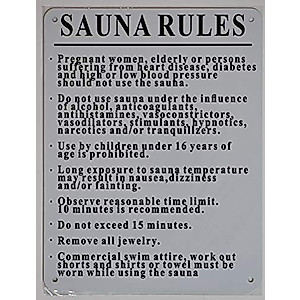 BUILDINGSIGNS.COM Sauna Rules Sign (White, Rust Free Aluminium 8.5x11)