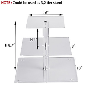 YestBuy 3 Tier Cupcake Stand, Cake Stand, Acrylic Cupcake Tower Stand, Premium Cupcake Holder for 28 Cupcakes, Display for Pastry Wedding Birthday Party (4" Between 2 Layers)