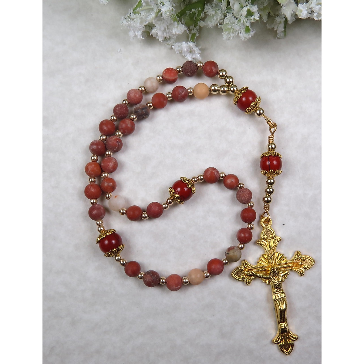 Greek Eastern Orthodox Rosary Red Italian Onyx Chotki Komboskini Handmade Prayer Beads Gift