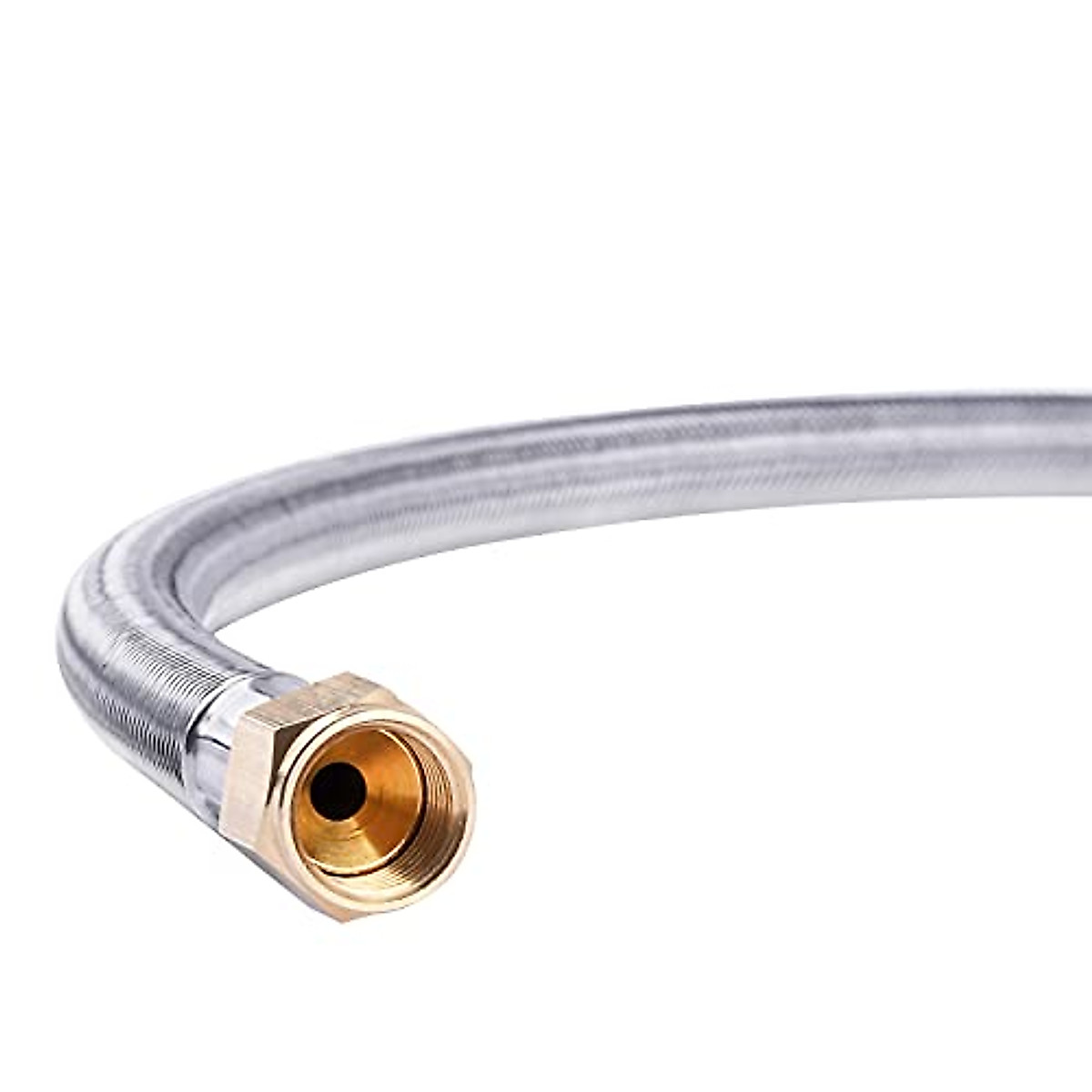 JEASOM 2 Feet Propane Regulator Hose with Gauge, Stainless Braided Hose for Most LP Grill Heater and Fire Pit Table, 3/8'' Female Flare Fitting