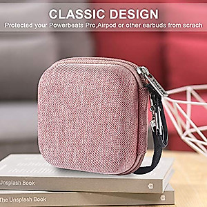 Youtec Compatible with Powerbeats pro Case Cover, Hard Travel Protective Carrying Storage Cover Case Nylon Accessories Bag Women Men with Lanyard + Carabiner Compatible with Power Beats Pro
