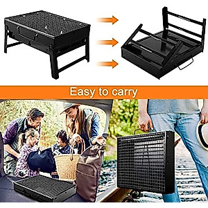 BBQ Grill Outdoor Barbecue Grill Charcoal Grill Barbecue Portable BBQ - Stainless Steel Folding Grill Tabletop Outdoor Smoker BBQ for Picnic Garden Terrace Camping Travel 15.35''x11.41''x2.95''