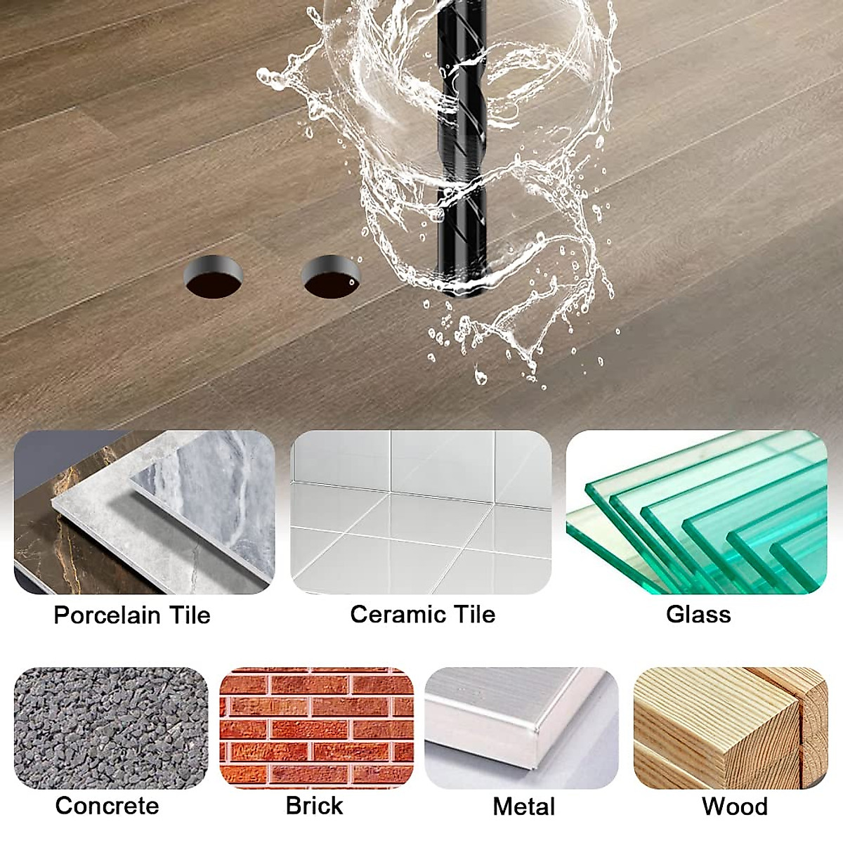 11PCS Masonry Drill Bit for Pots Bottles Ceramic Tile Glass Brick 3/16 to 1/2 inch Ceramic 1/4" Hex Shank Carbide Tips Concrete Drill Bit Set