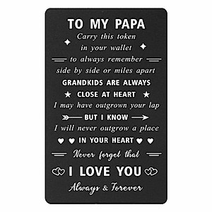 ENGZHI Papa Gifts from Grandchildren - Papa Birthday Card, Grandkids Are Always Close At Heart - I Love You Papa Gifts for Christmas, Fathers Day