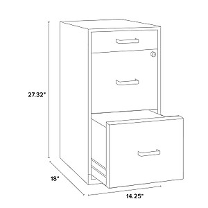 Hirsh Industries Space Solutions 18in Deep 3 Drawer Metal Organizer File Cabinet Teal, Letter Size, Fully Assembled