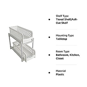 Fox Valley Traders 2 tier Sliding Shelves, One Size Fits All, White