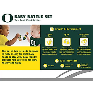 BabyFanatic Wood Rattle 2 Pack - NCAA Oregon Ducks - Officially Licensed Baby Toy Set