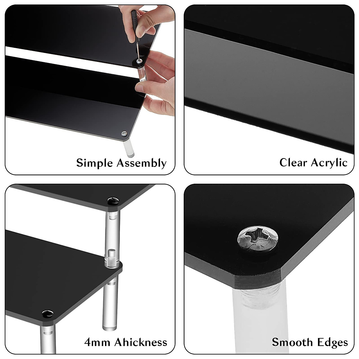 2 Packs Tiered Display Stand For Craft Shows Display Racks Acrylic Risers Black Display Shelves Vendors Cardboard Organizer Table For Products Collection Dessert Perfume Cologne Display(3 Tiers)