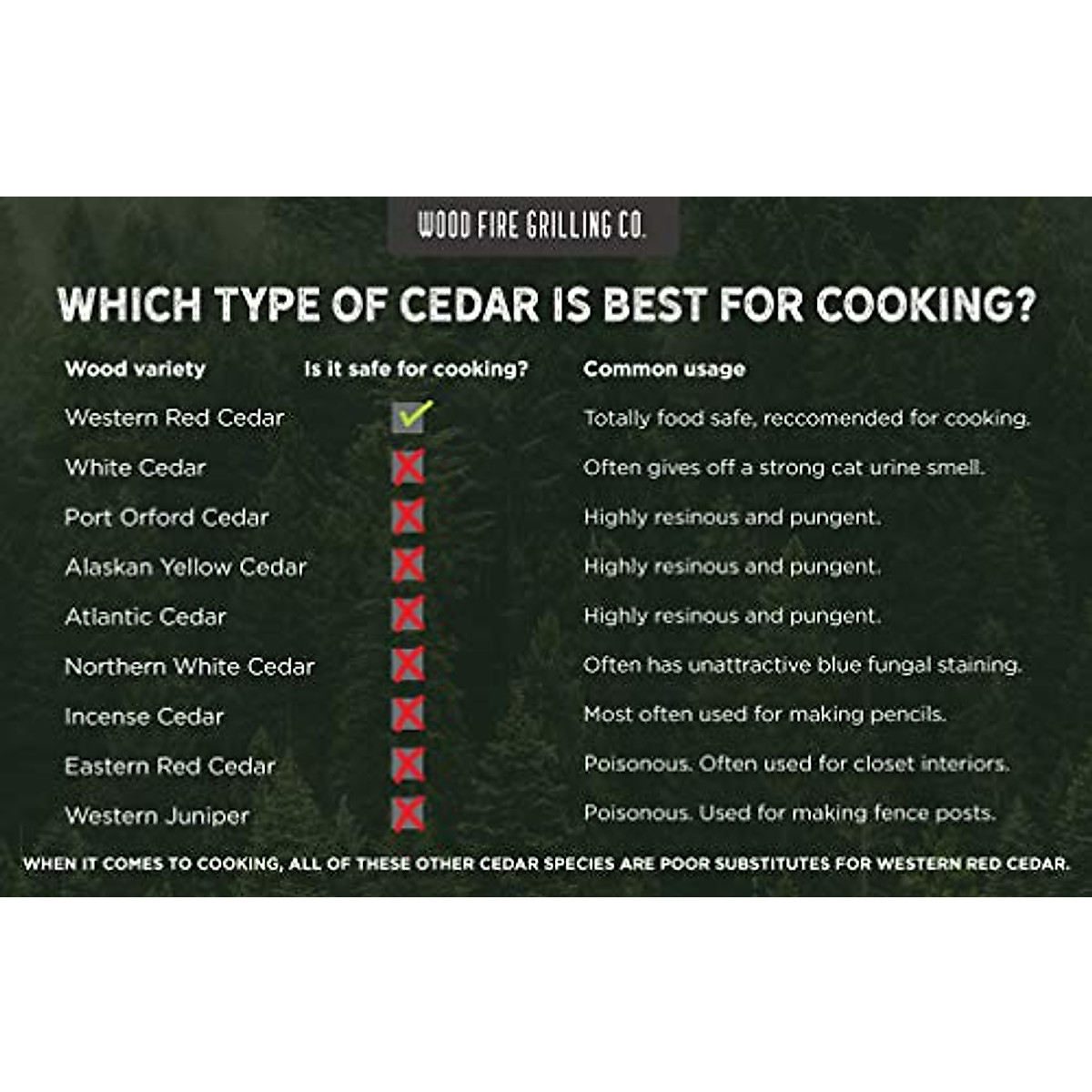 Wood Fire Grilling Co. Bulk 30 Pack Cedar Grill Planks - 5x11 for Salmon, Chicken, Fruits & Veggies