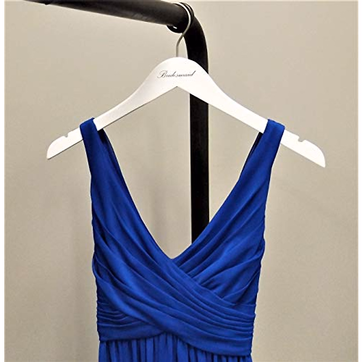 NAHANCO BRM20117 Bridal Hanger, White Wood Hanger with Black Imprint (Bridesmaid), 17” (1 Piece)