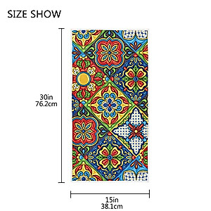 Anyangquji Mexican Talavera Tile Hand Towels Soft Absorbent Bath Large Hand Towels for Bathroom Kitchen Hotel Spa Hand Towels 15"X30"