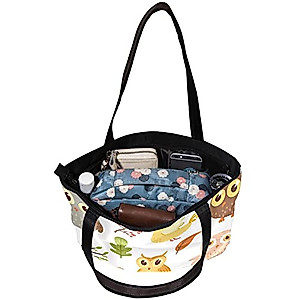 Women's Large Size Canvas Shoulder Bag Hobo Crossbody Handbag Casual Tote, Cartoon Owl Hen