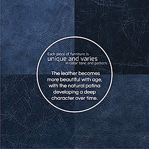 POLY & BARK Napa 88.5" Sofa Full-Grain Semi-Aniline Italian Tanned Leather in Midnight Blue