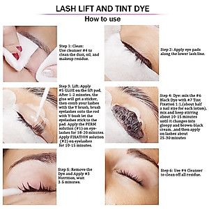 Brow Lamination and Tint Kit, 4 in 1 Lash Lift and Tint Kit, Professional Eyebrow & Eyelash Perm Kit with Black Dye, Fuller & Thicker Brows Long-lasting for 6-8 Weeks, Suitable for Salon & Home Use