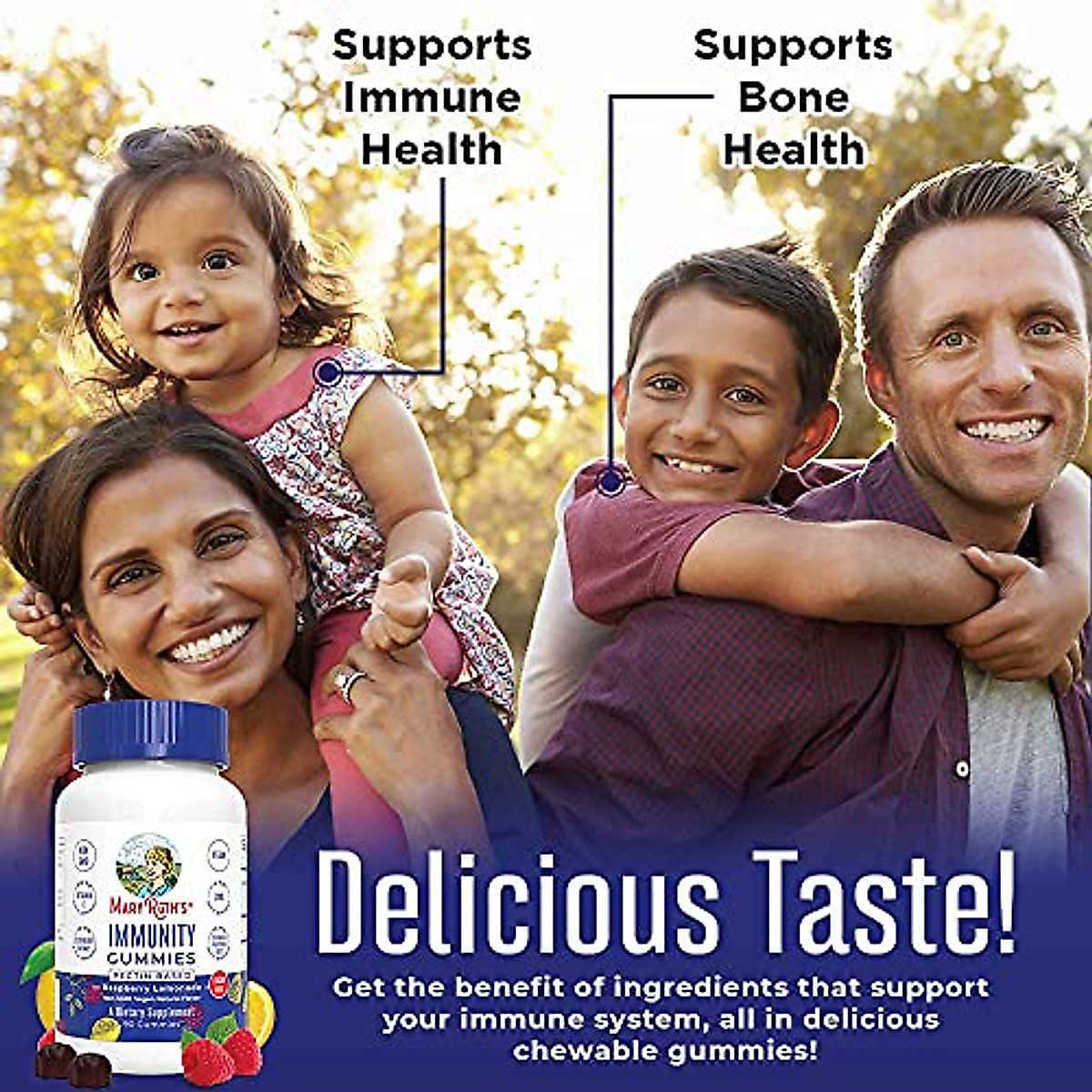 Immunity Gummies 5-in-1 by MaryRuth's (Raspberry Lemonade) | Powerful Blend of Zinc, Elderberry, Vitamin C, Vitamin D, and Echinacea for Kids & Adults | Vegan, Non-GMO, Gluten Free | 90ct