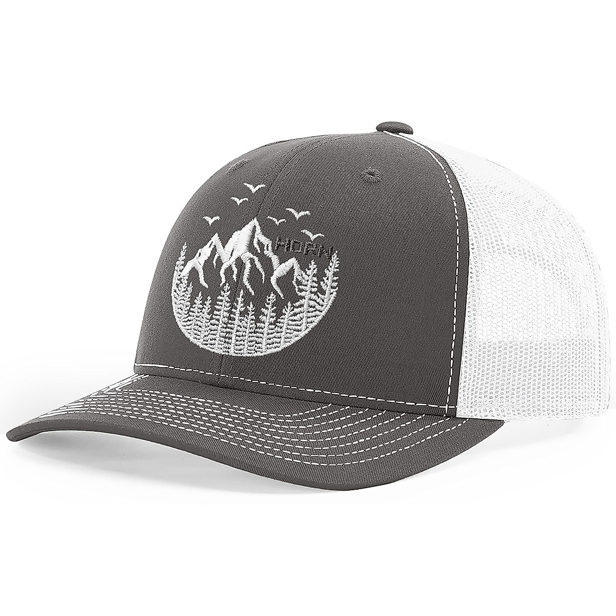 HORN GEAR Trucker Hat - Mountain Hat Edition (Charcoal/White)
