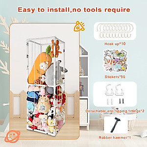 Extra Large Stuffed Animal Storage for Corner Organizer,Premium PVC Material with Elastic Cord Hold Up to 150 Plush Toys,Stuffed Zoo Animal Holder and Collection for Playroom-Birthday Gift for Nursery