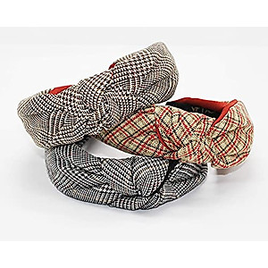 YETASI Headbands for Women are Trendy. Plaid Black Knotted Headband for Woman is a Designer Top Knot Head band Fashion