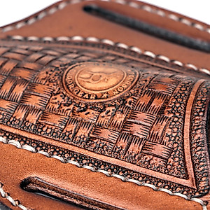 Tourbon Handmade Leather Pocket Knife Sheath 1.5" Large Diameter Open for 2" Wide Belt Cross Draw Folding Knives Carrier Men EDC Holster