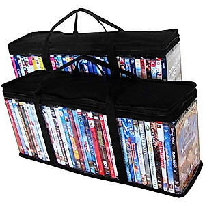 ALLmuis Set of 2 DVD Storage Bags (Holds 40 DVD's Each - 80 Total!). Convenient Travel Case for Media. Stackable, Easy to Carry.