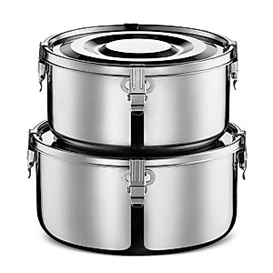 Klee 2 pc Stainless Steel Food Storage Container Set With Lids - Easy Clean, Smell-Proof, Airtight & Leakproof Containers - Large and Extra Large Sizes (50, 67 fl oz) - 304 Stainless Steel