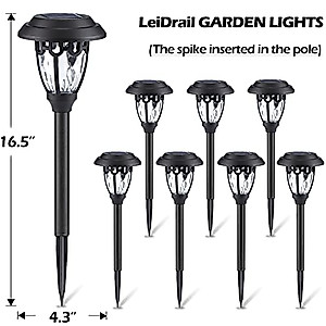 LeiDrail Solar Pathway Lights Outdoor 8 Pack Solar Walkway Lights Decorative Pathway Lights Solar Powered Waterproof Warm White Landscape Lighting for Yard Lawn Garden Sidewalk