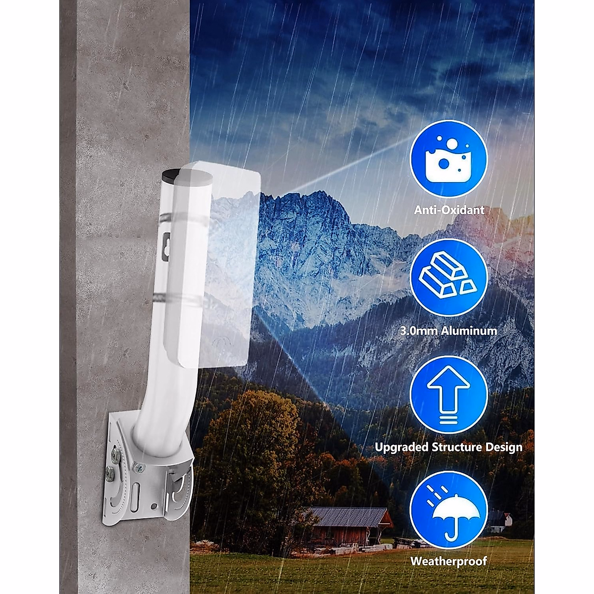 Universal Antenna Mount, 12" Adjustable J Pole Mounting with Weather Proof, Pole and Wall Mounted Bracket Mount for Wireless Bridges,AP,Access Point,Starlink Satellite,Weather Station,WiFi Router