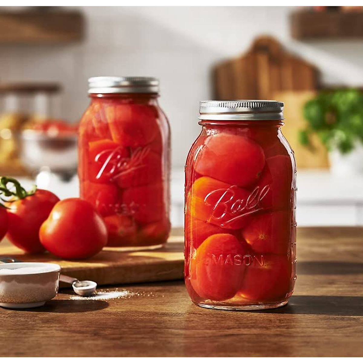 Regular Mouth Mason Jars 32 oz - (3 Pack) - Ball Regular Mouth Quart 32-Ounces Mason Jars With Airtight lids and Bands - For Canning, Fermenting, Pickling, Storage - Microwave & Dishwasher Safe