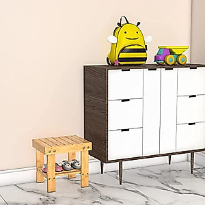 Wooden Step Stool for Kids Adults Small Wood Shower Foot Rest Stool Shaving Legs Potty Stool for Bathroom Sink Bed Kitchen