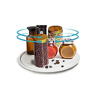 13.2 White inch Bathroom Lazy Susan Counter Non-Skid Tray for Cabinet Pantry Kitchen Home Table, Made of Beech, DIY Assembly Turntable Lazy Susan Organizer