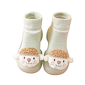 Lykmera Infant Toddler Shoes Sheep Socks Cute Cartoon Sheep Socks Shoes Toddler Floor Shoes Infant Shoes Socks (Green, 3-3.5Years Toddler)