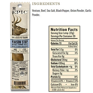 EPIC Strips Variety Snack - Wagyu Beef, Salmon & Venison 0.8 Oz (12 Pack)