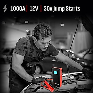 Schumacher Electric Lithium Jump Starter and Portable Power Pack, SL1639, 1000 Amps, 12 Volt, 2.4 Amp USB Port, for Motorcycle, Car, Truck, and Boat Batteries, Digital Display