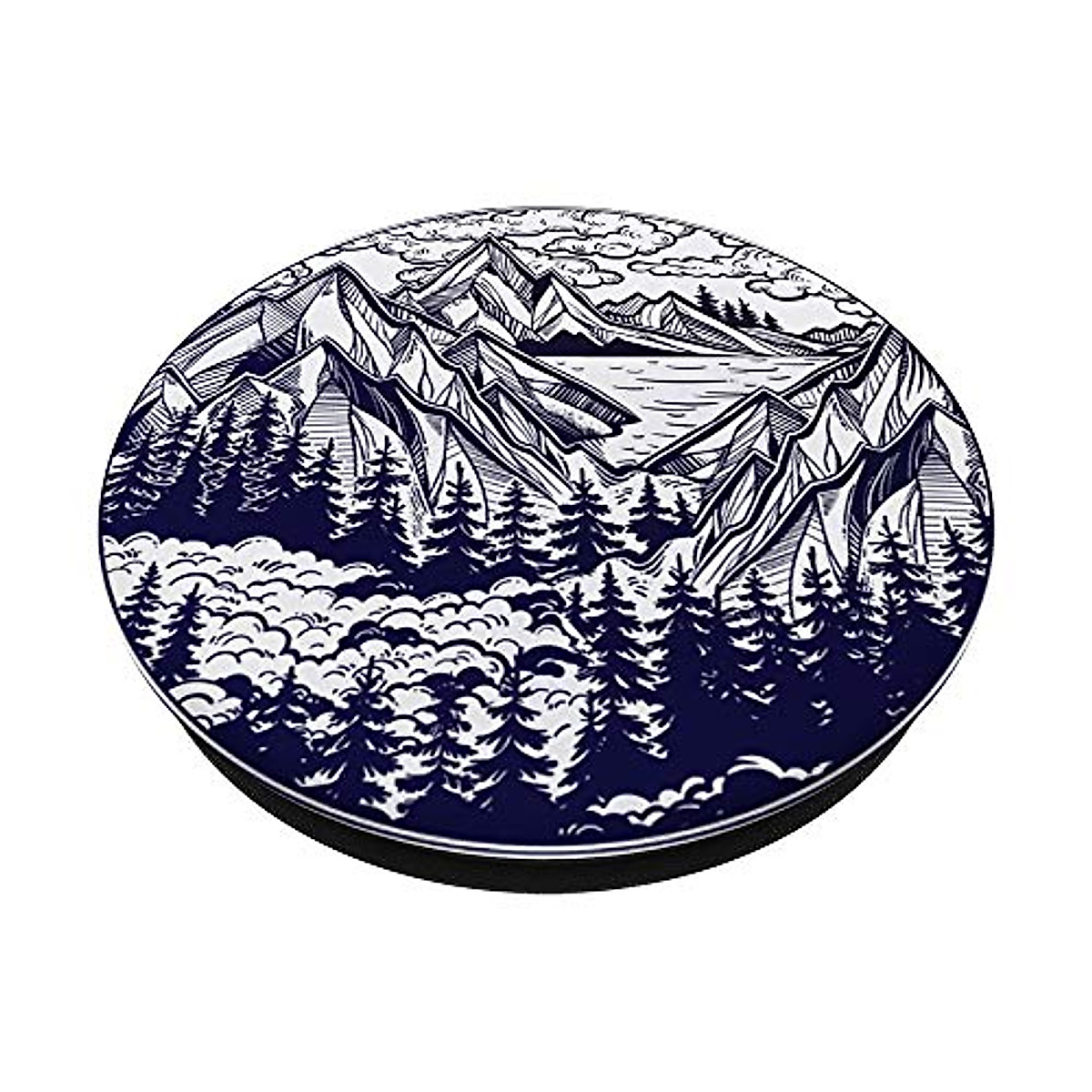 Wanderlust Mountain Scene with Clouds & Pine Trees PopSockets PopGrip: Swappable Grip for Phones & Tablets