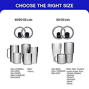 Magnetic Tumbler Lid - Fits Rambler, Ozark Trail, Old Style Rtic,Replacement Magnetic Slider, Magnetic Spill Proof Tumbler Cover (30oz, 2Pcs Black/Blue)