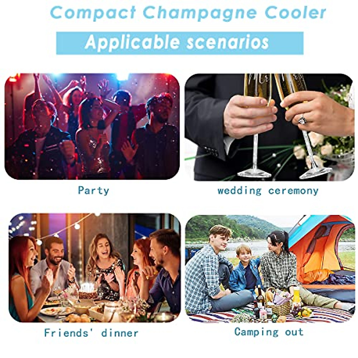 Wine Cooler Sleeve with Protector Instant Cooling and Keeps Your Drink Cold Keep Cool and Chill Champagne Wine (Black)