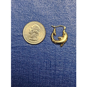14k Yellow Gold Dolphin Hoop Earrings - 18x22 mm, 1.5gr.