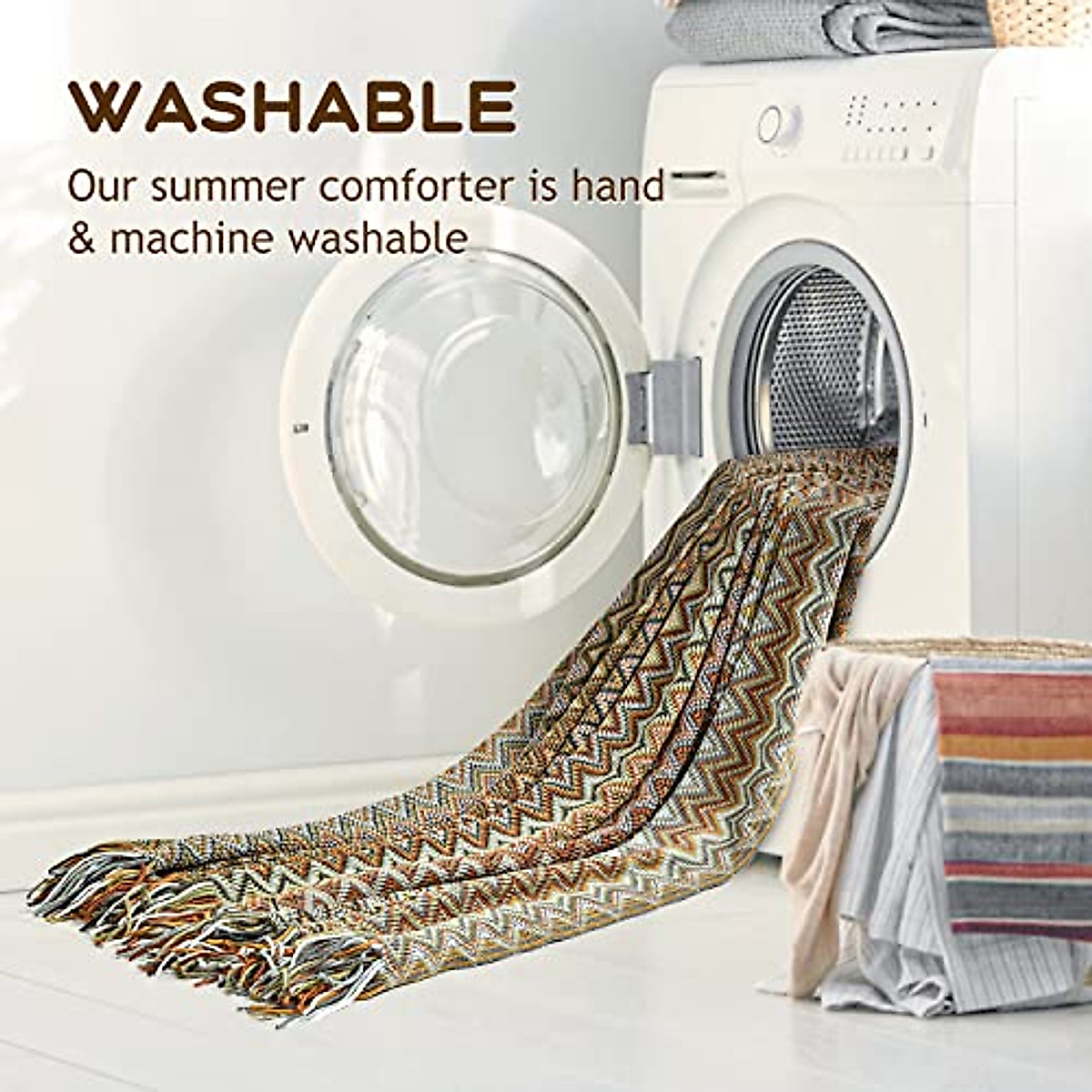 Cozary Woven Throw Blanket Reversible Cotton Bohemian, Tapestry Outdoor Knitted Tassel Blankets,Soft Cozy Lightweight Couch Decorative afghans Throw Blankets, Bed, Sofa,60 * 80 inches